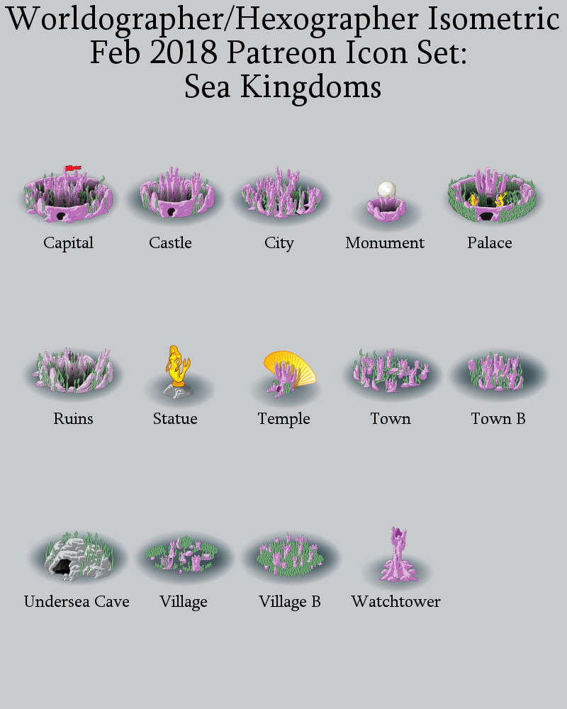 Worldographer Isometric Style Sea Kingdoms World Map Icons - Inkwell ...