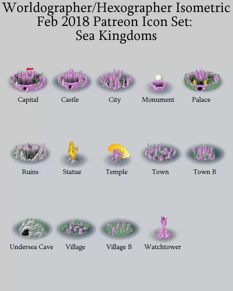 Worldographer Isometric Style Sea Kingdoms World Map Icons - Inkwell ...