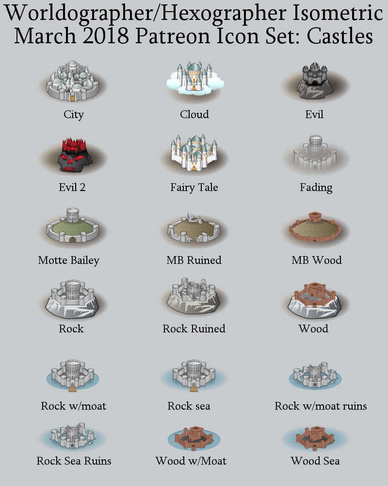 Worldographer Isometric Style Castles World Map Icons - Inkwell Ideas ...