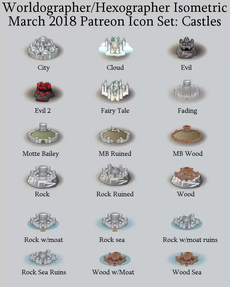 Worldographer Isometric Style Castles World Map Icons - Inkwell Ideas ...