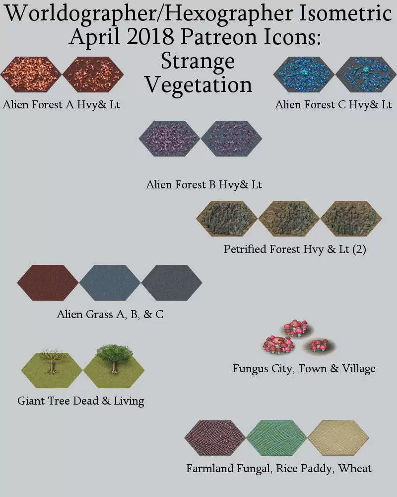 Worldographer Isometric Style Strange Vegetation World Map Icons ...