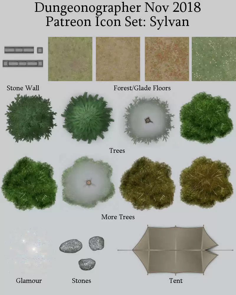 Dungeonographer Sylvan Map Icons (Any Editor) - Inkwell Ideas | Map ...