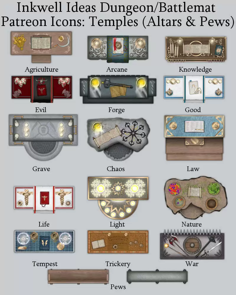 Dungeon/Battlemat Cleric Temple Map Icons (Any Editor) - Inkwell Ideas ...