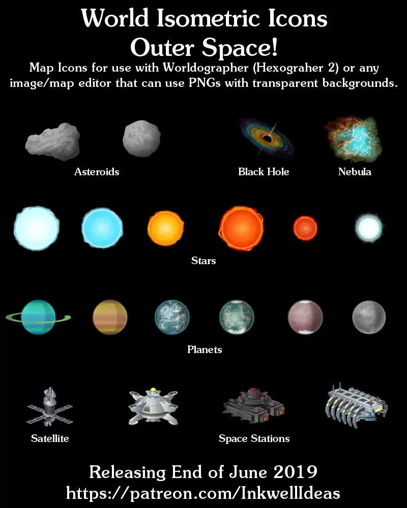 Worldographer Isometric Style Outer Space Map Icons - Inkwell Ideas ...