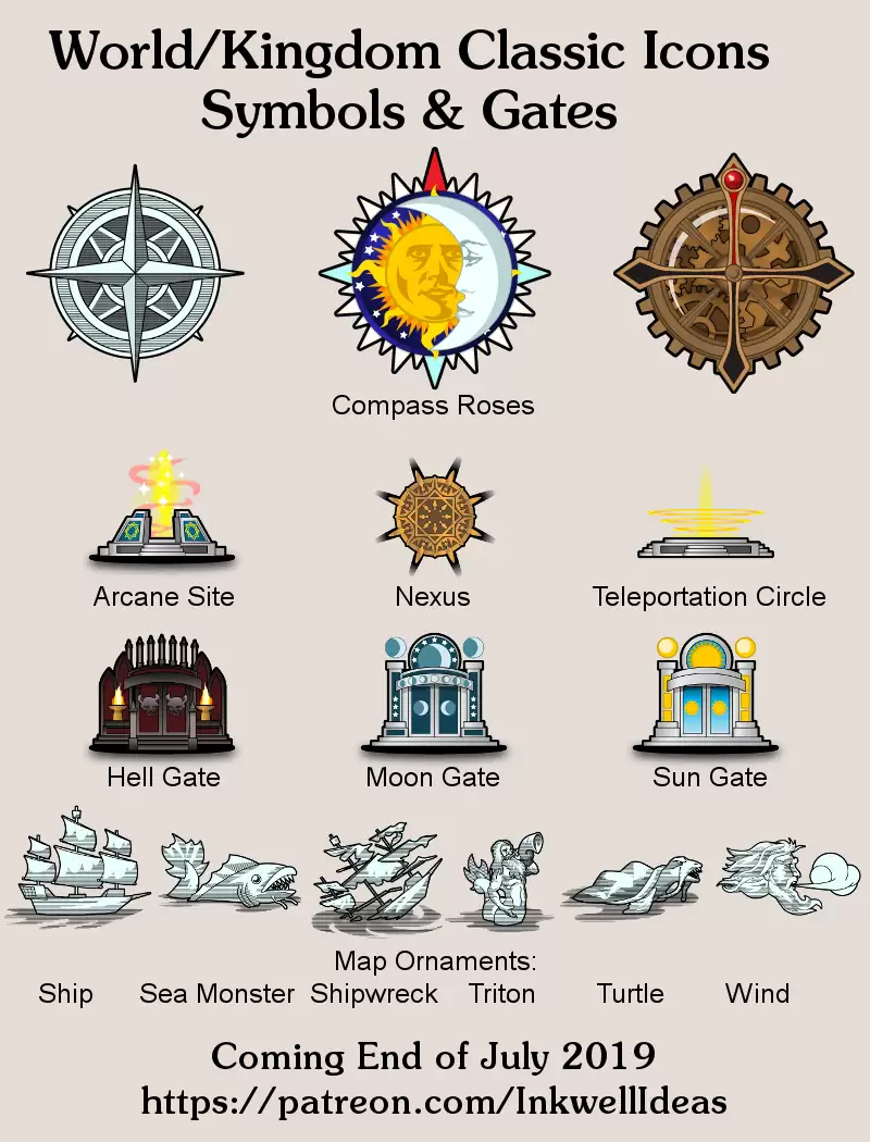 Hex/Worldographer Classic Style Symbols & Gates World Map Icons ...