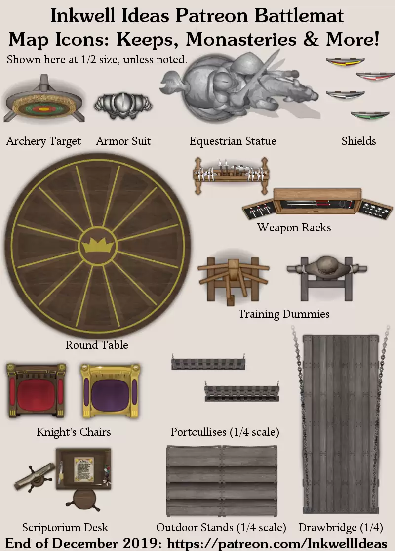 Dungeon/Battlemat Keeps & Monasteries Map Icons (Any Editor) - Inkwell ...