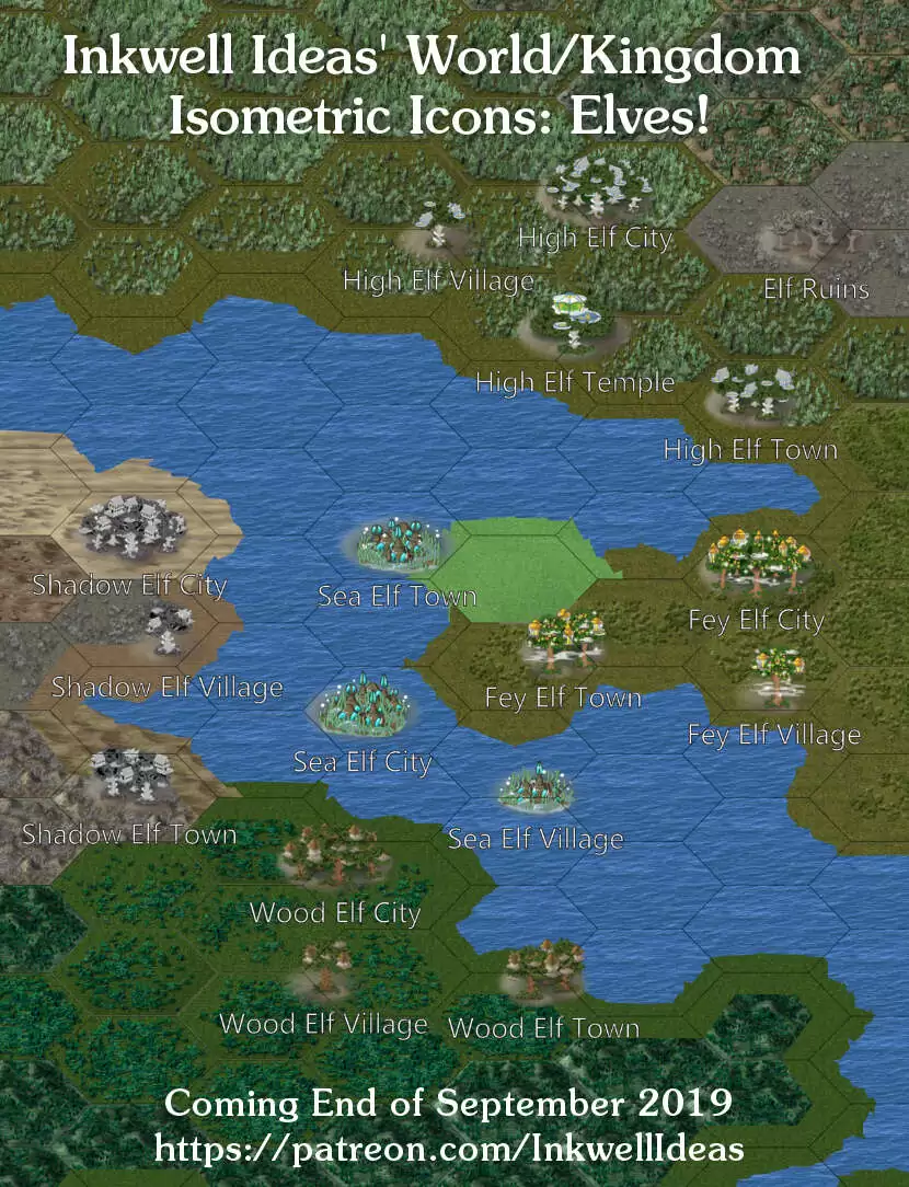 Worldographer Isometric Style Elven Map Icons - Inkwell Ideas | Map ...
