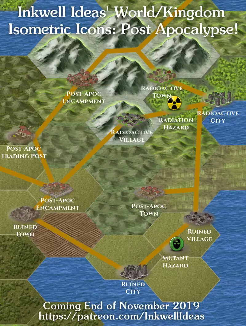 Worldographer Isometric Style Post-Apocalyptic Map Icons - Inkwell ...