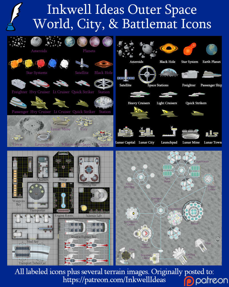Worldographer Outer Space Expanded Battlemat, Settlement, and World ...