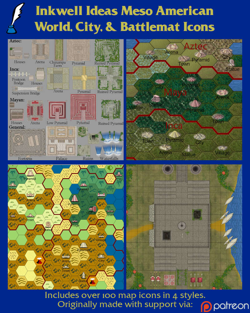 Worldographer Meso American Battlemat, Settlement, and World/Kingdom ...