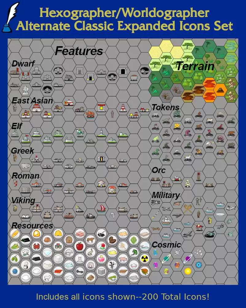 Alternate Classic Expanded Hex Map Icons - Inkwell Ideas | Map Icon ...