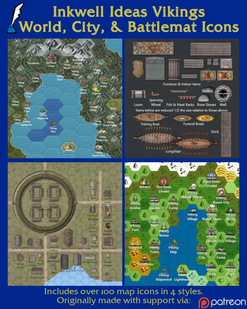 Worldographer Vikings Battlemat, Settlement, and World/Kingdom Map ...