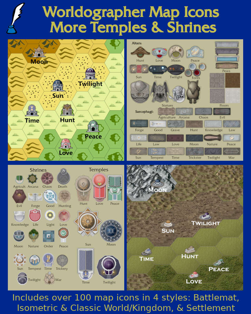 Worldographer More Temples and Shrines Battlemat, Settlement, and World ...