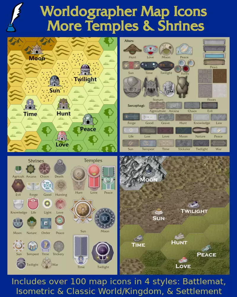 Worldographer More Temples and Shrines Battlemat, Settlement, and World ...