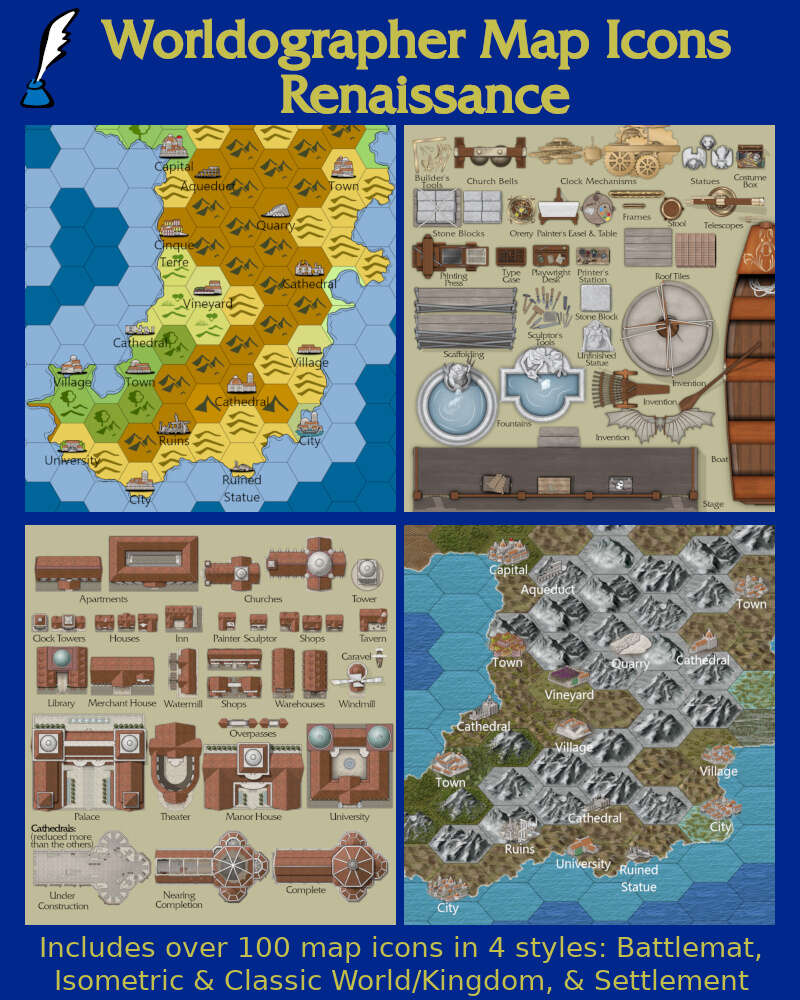 Worldographer Renaissance Battlemat, Settlement, and World/Kingdom Map ...
