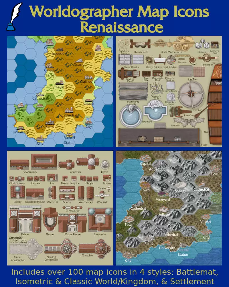Worldographer Renaissance Battlemat, Settlement, and World/Kingdom Map ...