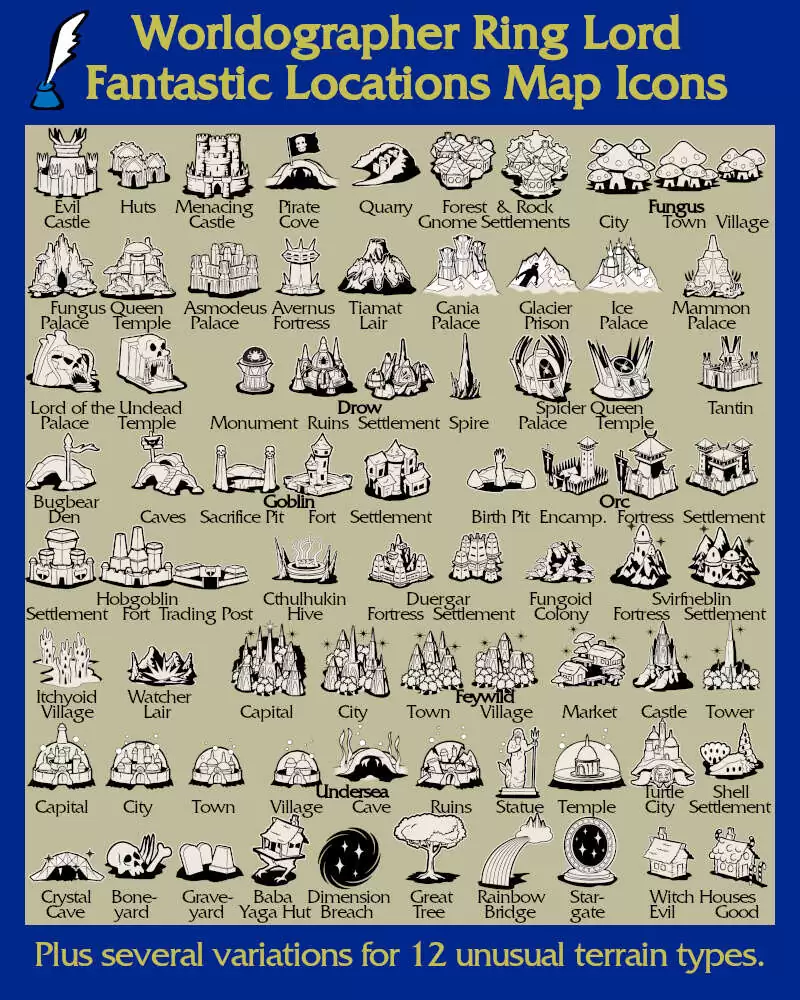 Worldographer Ring Lord Fantastic Locations Map Icons - Inkwell Ideas ...