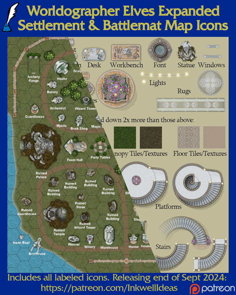 Worldographer Elves Expanded Settlement and Battlemat Map Icons ...