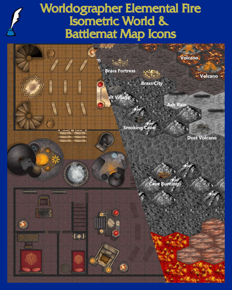 Worldographer Elemental Fire Isometric World & Battlemat Map Icons ...