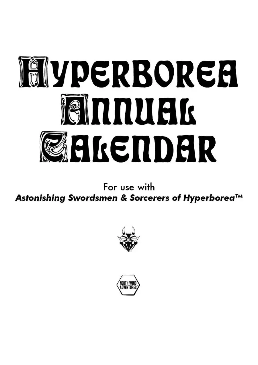 Hyperborea Annual Calendar - North Wind Adventures | DriveThruRPG