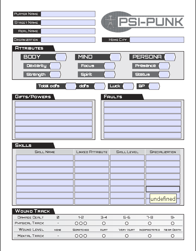 Psi-punk Character Sheet - Accessible Games | Psi-punk | DriveThruRPG