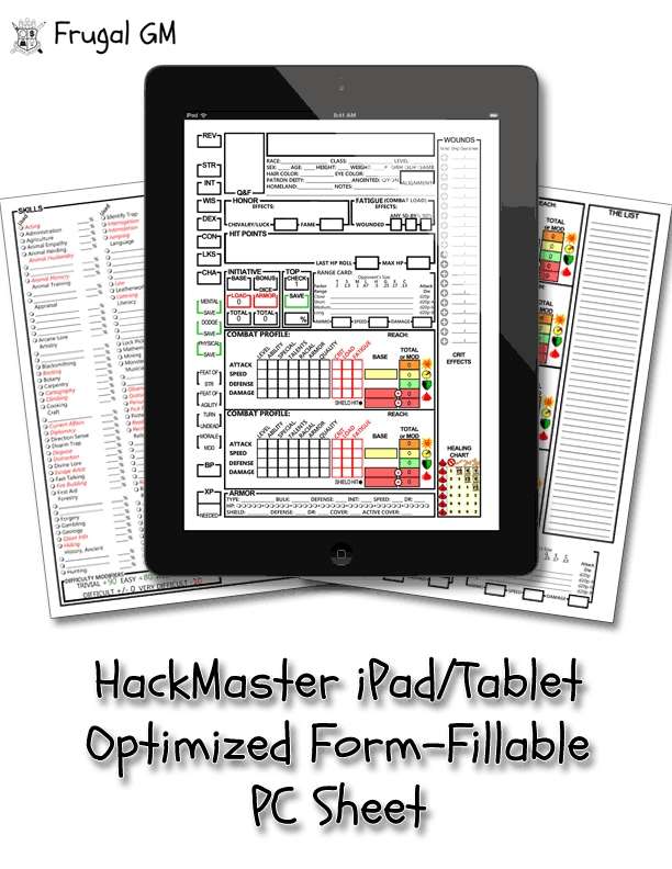 HackMaster iPad/Tablet Optimized Form-Fillable PC Sheet for Multi ...