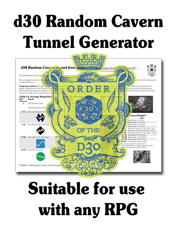 d30 Random Cavern Tunnel Generator - Frugal GM | d30 Tables | DriveThruRPG