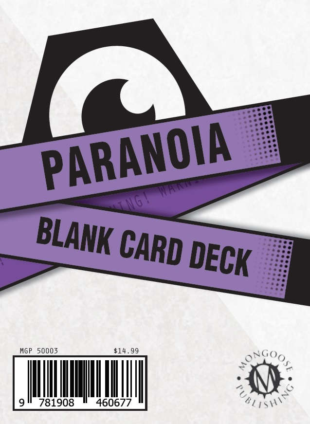 Paranoia Blank Card Deck - Mongoose | Classic Paranoia | DriveThruRPG