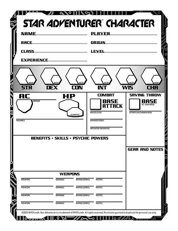 RPGPundit's Star Adventurer Form-Fillable Sheets - Spectre Press ...