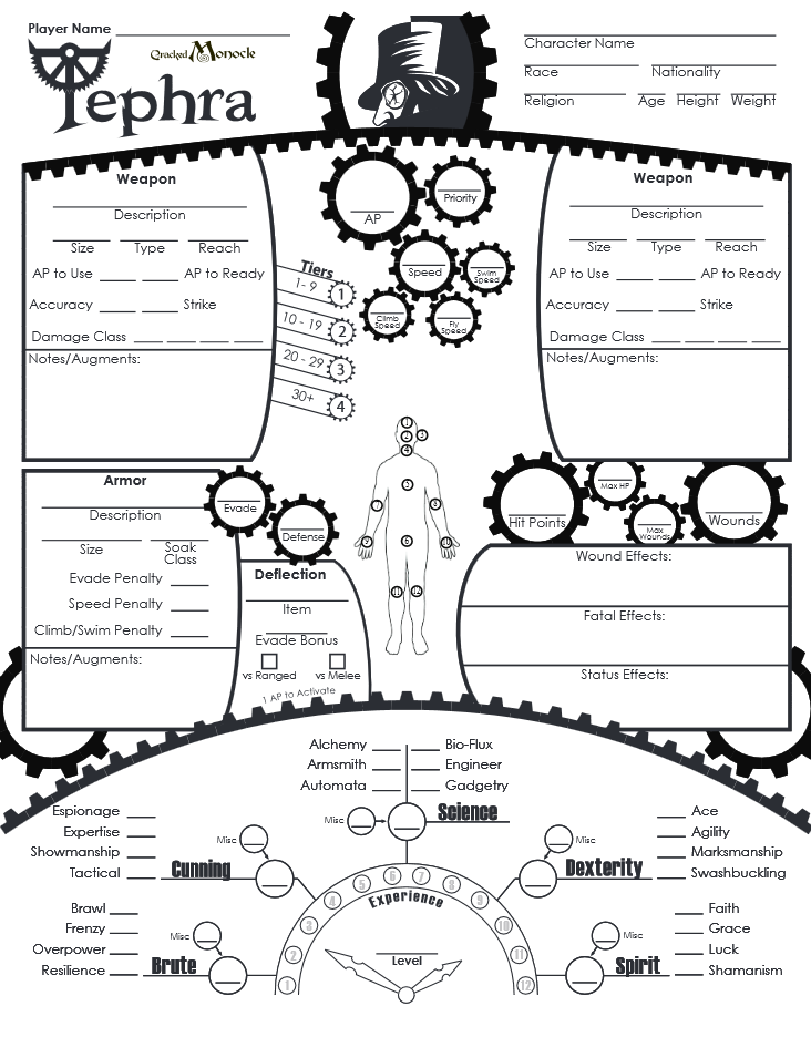 Tephra Character Sheets (and more!) - Parlor | DriveThruRPG