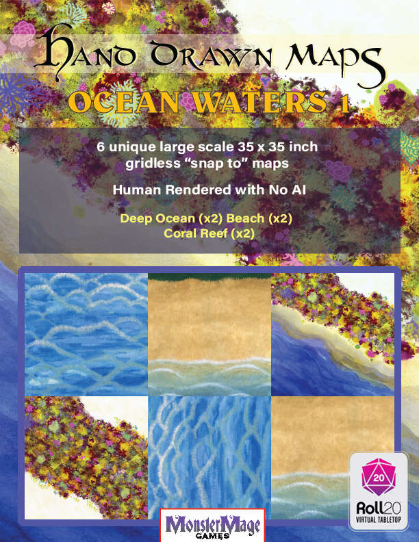 Hand Drawn Maps: Ocean Waters 1 - Monster Mage Games | VTT Assets ...