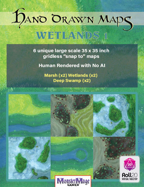 Hand Drawn Maps: Wetlands 1 - Monster Mage Games | VTT Assets ...
