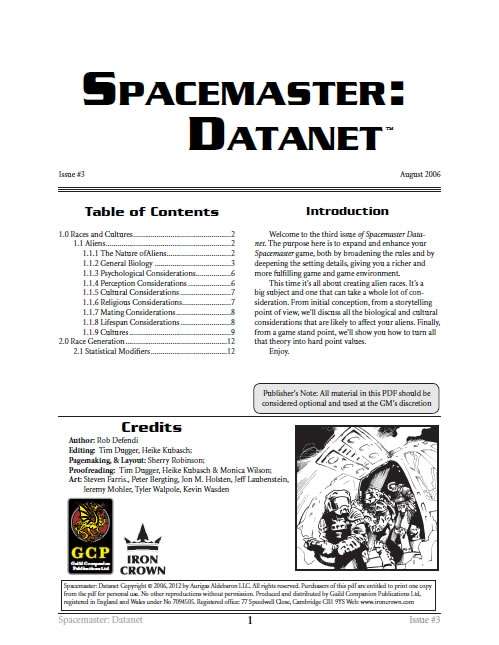 Spacemaster DataNet #3 - Iron Crown Enterprises | Spacemaster ...