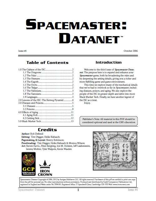 Spacemaster DataNet #4 - Iron Crown Enterprises | Spacemaster ...