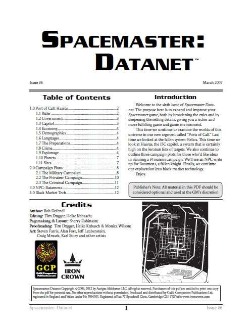Spacemaster DataNet #6 - Iron Crown Enterprises | Spacemaster ...