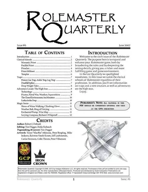 Rolemaster Quarterly #6 - Iron Crown Enterprises | RMSS and RMFRP ...