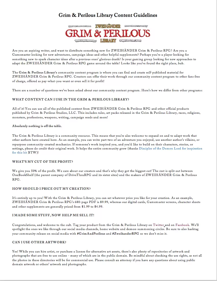 Grim & Perilous Library Content Guidelines (Grim & Perilous Library ...