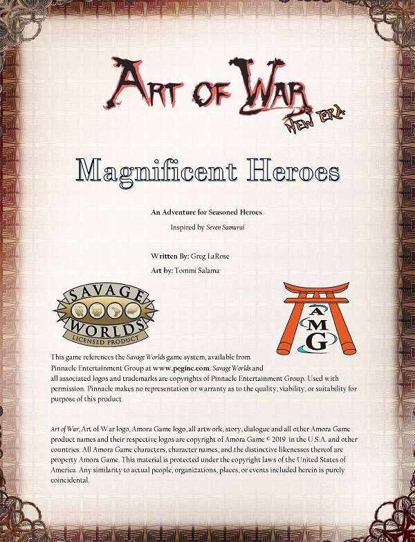 Magnificent Heroes - Amora Game | Art of War Savage Worlds | DriveThruRPG