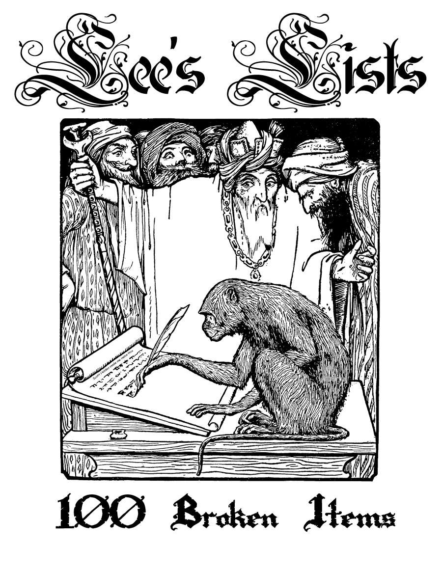 100 Broken Items - Lee's Lists | Lee's Lists | Treasure | DriveThruRPG