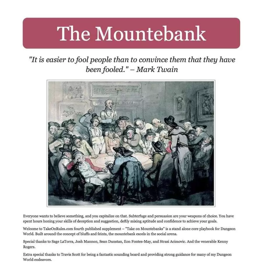 The Mountebank - TakeOnRules | DriveThruRPG
