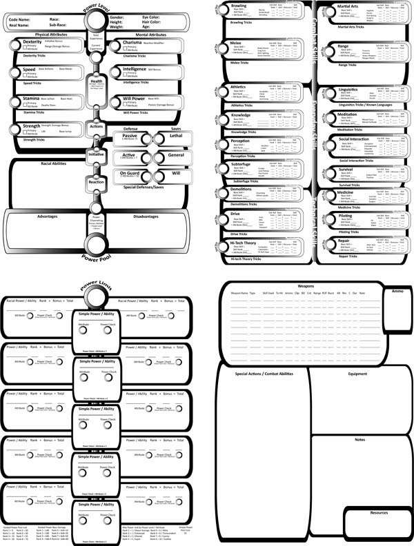 The Ultimate Hero 4 page Character Sheet - Paragon Notion | DriveThruRPG