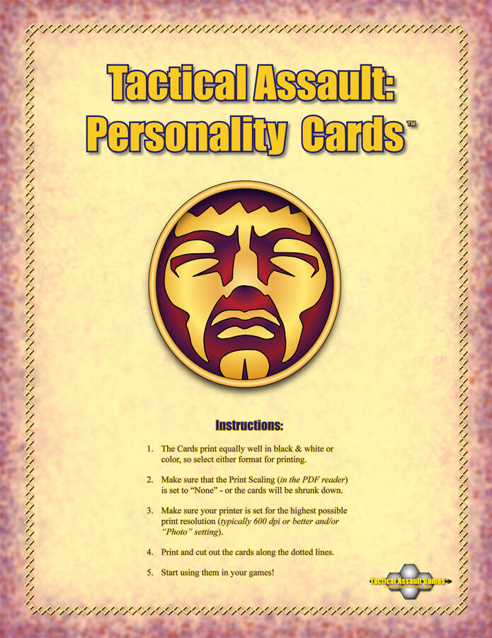 Tactical Assault: Personality Cards™ Card Pack - TAGPC001 - Tactical ...