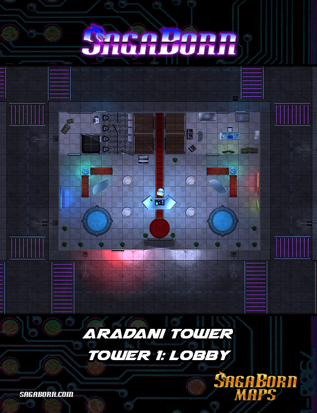 Map - Cyberpunk - Office Lobby - Lone Wanderer Entertainment | SagaBorn ...