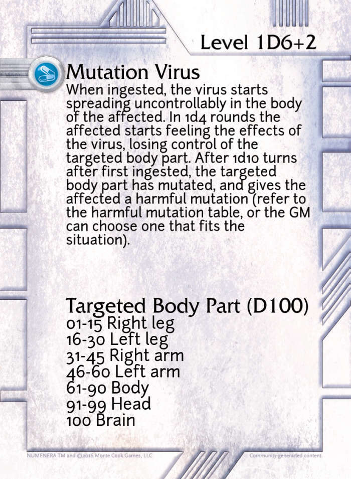 Mutation Virus - Custom Card - Monte Cook Games | Numenera Community ...