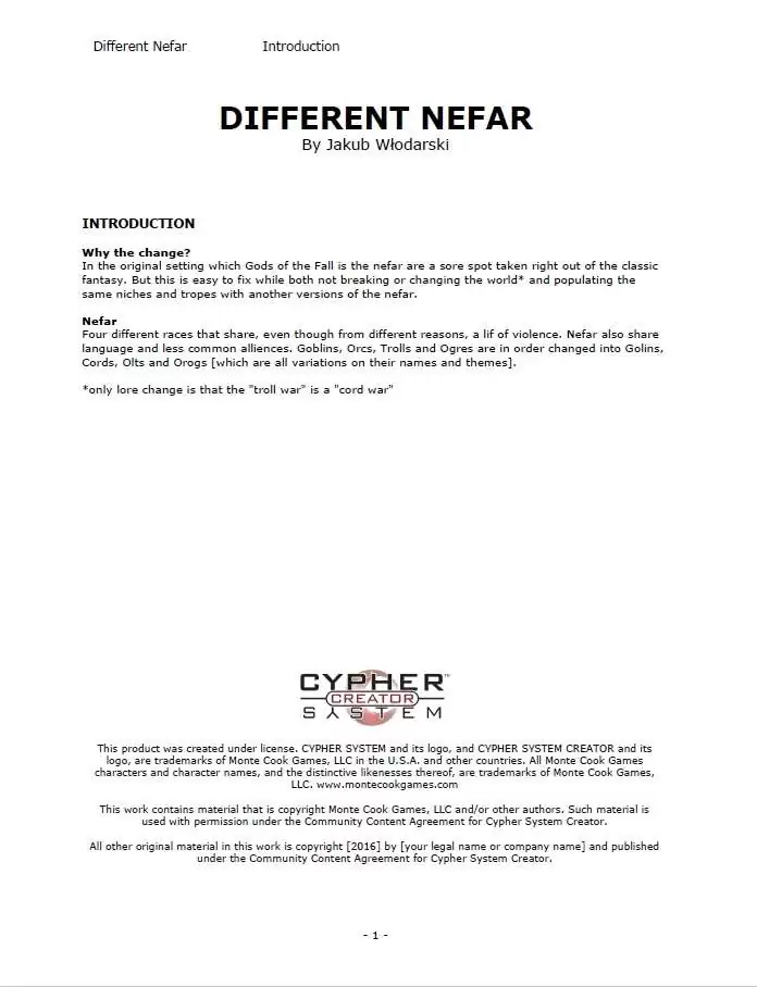 Different Nefar - Monte Cook Games | Cypher System Creator Program ...