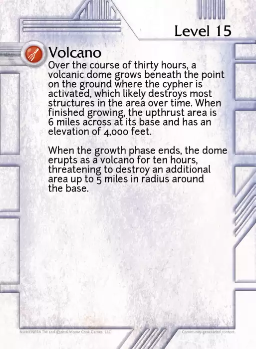Volcano - Custom Card - Monte Cook Games | Numenera Community Cards ...