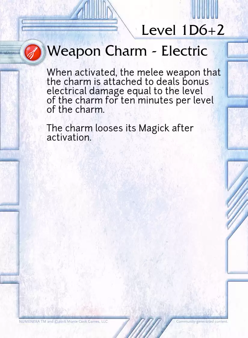 Weapon Charm - Electric - Custom Card - Monte Cook Games | Numenera ...