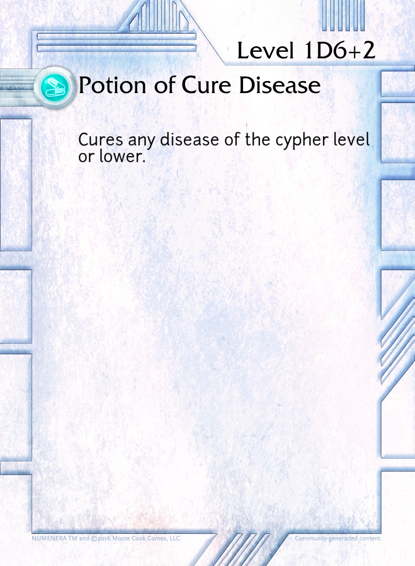 Potion Of Cure Disease - Custom Card - Monte Cook Games | Numenera Community Cards | DriveThruRPG
