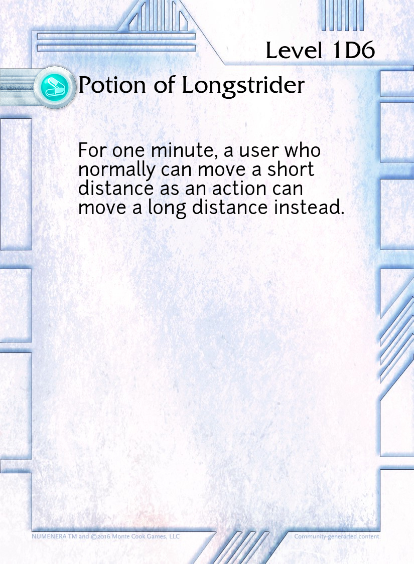 Potion Of Longstrider - Custom Card - Monte Cook Games | Numenera ...