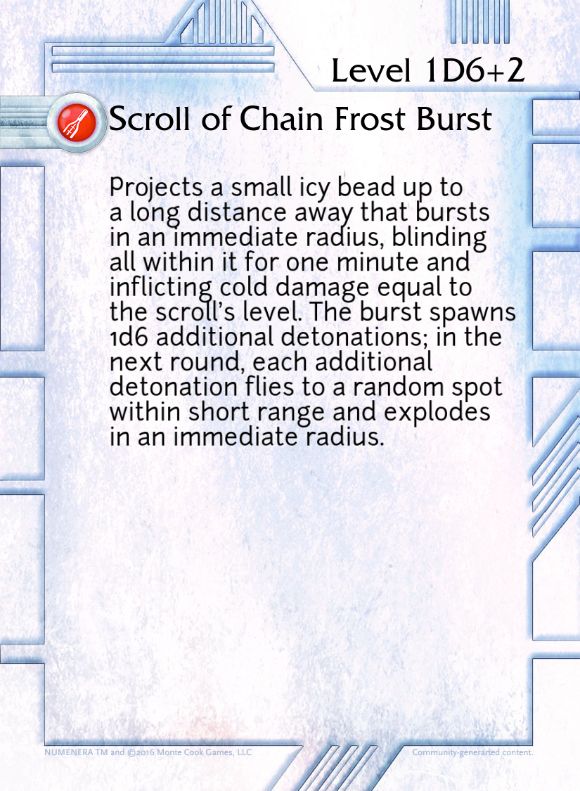 Scroll Of Chain Frost Burst - Custom Card - Monte Cook Games | Numenera ...